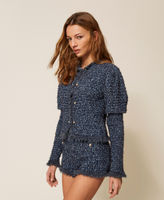 Jacquard knit fitted jacket with lurex Woman, Patterned | TWINSET Milano