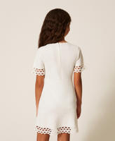 Short openwork knit dress with zig-zag pattern Girl, White | TWINSET Milano