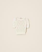 Diamond pattern jumper with pearls Woman, White | TWINSET Milano