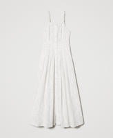 Long muslin dress with embroidery Woman, White | TWINSET Milano